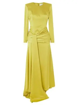 Alex Perry Draped Satin-crepe Gown - Yellow