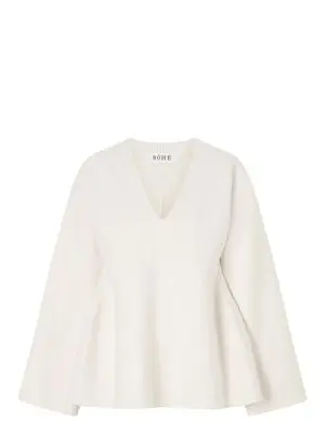 RÓHE Paneled Wool Blouse - Neutrals