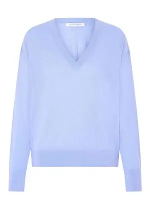 Maria Mcmanus Merino Wool V-Neck Sweater Sky Blue
