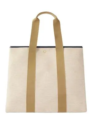 Rue De Verneuil Traversée Shaggy Large Webbing And Leather-trimmed Canvas Tote - Neutrals