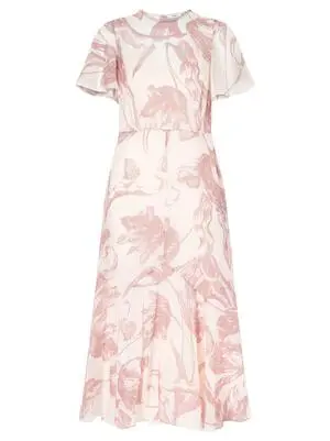 Erdem Printed Silk-chiffon Midi Dress - Pink