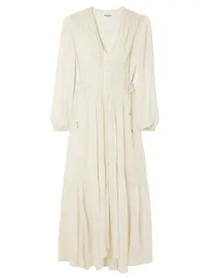 MARANT ETOILE Briane Gathered Georgette Maxi Dress - Ecru