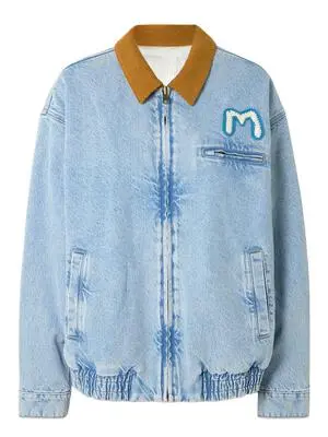 MOTHER The Super Sizer Denim Jacket With Corduroy Trim - Blue