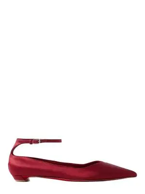 CHRISTIAN LOUBOUTIN Erozeena Satin Point-toe Flats - Red