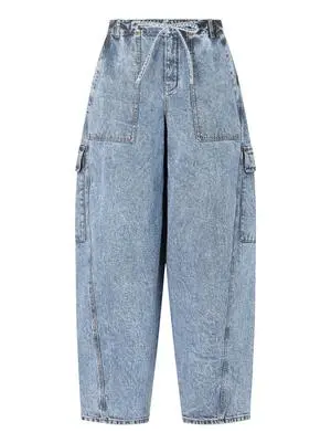 Alaïa Mid-rise Barrel-leg Acid Wash Jeans - Blue