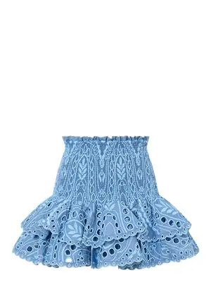 Charo Ruiz Ibiza Nerissa Broderie Anglaise Mini Skirt - Blue