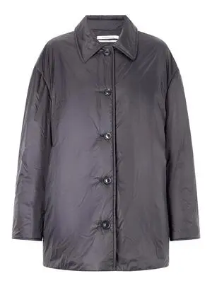 Another Tomorrow Balmacaan Padded Recycled-shell Coat - Black