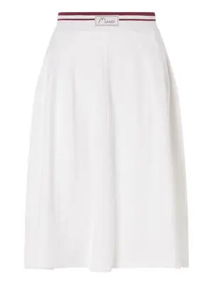 Marni Appliquéd Cotton-blend Jersey Midi Skirt - White