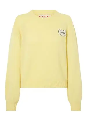 Marni Appliquéd Cashmere Sweater Pastel Yellow