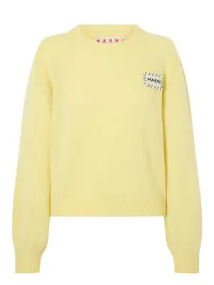 Marni Appliquéd Cashmere Sweater - Yellow