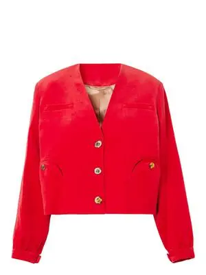 BLAZÉ MILANO Riviera Cotton And Linen-blend Velvet Jacket - Red