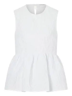 Cecilie Bahnsen Margueritte Embroidered Peplum Top - White