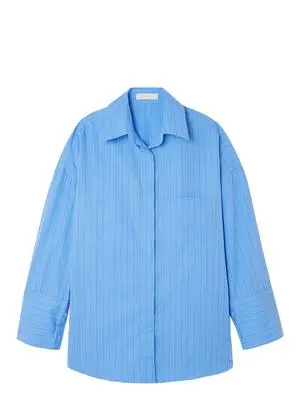 Faithfull The Brand Clemente Oversized Pinstriped Shirt - Blue