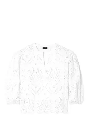 Etro Scalloped Broderie Anglaise Cotton-blend Poplin Blouse - White