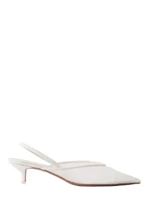 NEOUS Irena Lace And Satin-trimmed Mesh Slingback Pumps - White