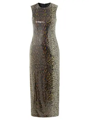 Alex Perry Leopard-print Sequined Midi Dress - Animal Print