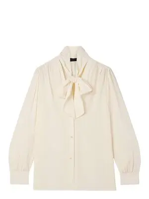 NILI LOTAN Colt Pussy-bow Silk Blouse - Ivory