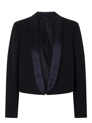TOM FORD Cropped Grain De Poudre Wool Blazer - Black