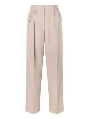 JIL SANDER Pleated Wool-twill Straight-leg Trousers - Neutrals