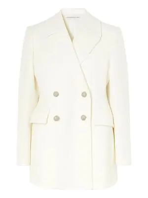 Alessandra Rich Double-breasted Wool Blazer - White