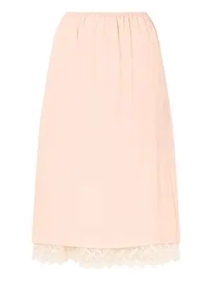 Simone Rocha Layered Lace-trimmed Crepe De Chine Midi Skirt - Orange