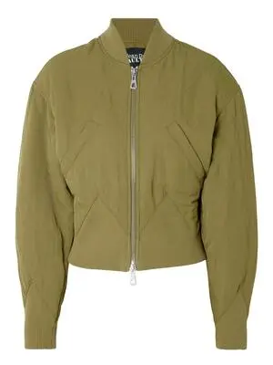 JEAN PAUL GAULTIER Paneled Quilted Recycled-Shell Bomber Jacket Army Green