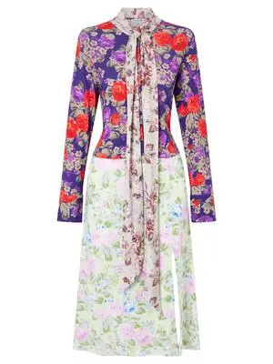 Acne Studios Floral-print Crepe Midi Dress With Scarf Detail - Multi