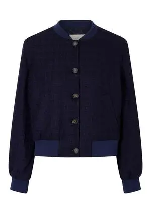 Giuliva Heritage Wool-blend Bouclé-tweed Bomber Jacket Navy