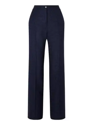 Giuliva Heritage Janice Wool-blend Bouclé-tweed Straight-leg Trousers - Blue