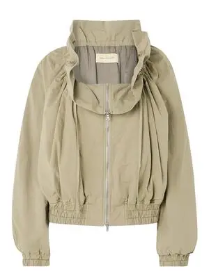 Dries Van Noten Ruffled Gathered Cotton-blend Jacket - Neutrals
