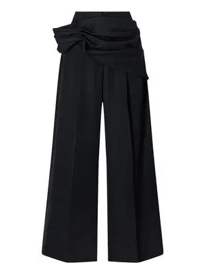 Simone Rocha Gathered Crepe Wide-leg Pants - Black