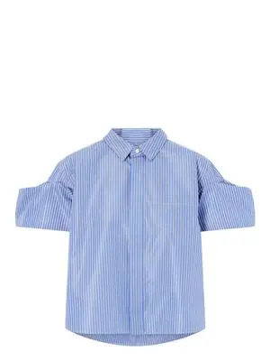 Sacai Striped Cotton-blend Poplin Shirt - Blue