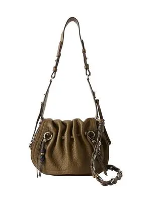 Isabel Marant Embellished Tasseled Textured-leather Shoulder Bag - Green