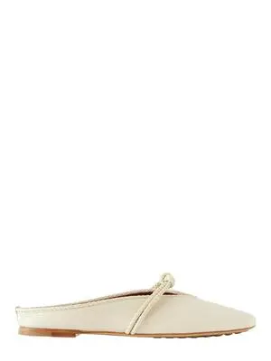 Bottega Veneta Intrecciato-trimmed Leather Mules - Off-white