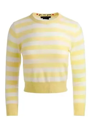 Alice + Olivia Carolann Striped Crewneck Sweater - Yellow