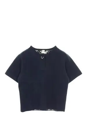 Hermès 10s Cashmere Button Knit Short Sleeve Top - Blue
