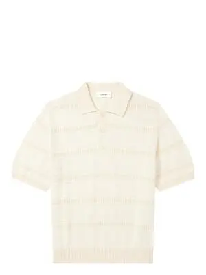 LARDINI Striped Organic And Recycled-cotton Polo Shirt - Neutrals