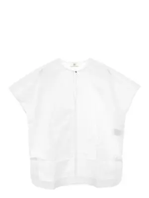 Hermès 2010 Embroidery-logo Cotton Blouse - White
