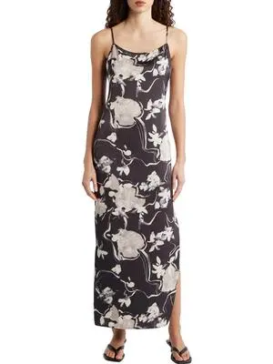 Sam Edelman Floral Scoop Neck Maxi Dress - Black