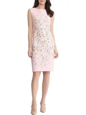 KASPER Floral Print Sleeveless Sheath Dress - Tutu Pink Multi