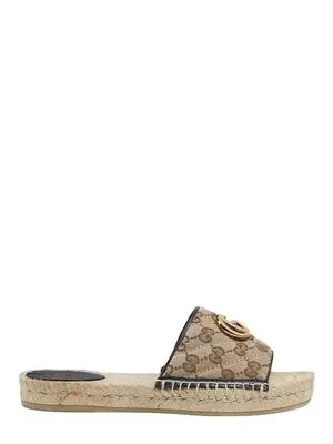 Gucci Gg Matelassé Canvas Espadrilles Sandals - Brown