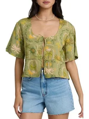 BILLABONG Tie Front Top - Cedar