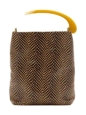 Dries Van Noten Printed Leather Top Handle Bag - Brown