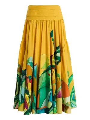 ALEMAIS Mokshini Printed Organic Cotton Midi Skirt