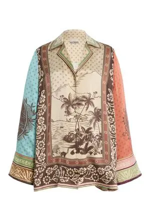 ALEMAIS Alberta Silk Satin Shirt - Multi