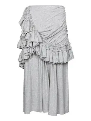 Dries Van Noten Humairah Ruffled Midi Skirt - Grey
