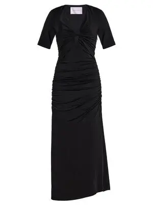 Carolina Herrera Ruched Jersey Midi Dress - Black