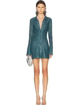 Oseree Lumiere Slim Shirt Dress - Peacock
