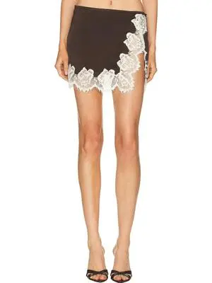 SIEDRES Niera Mini Skirt - Dark Brown & White