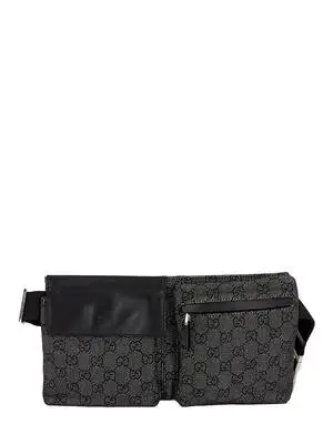 Gucci Denim Double Pocket Belt Bag - Grey